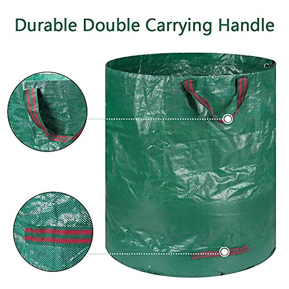 GROWORLD 3-Pack 32 Gallon Garden Waste Bag Leaf Bags Reusable Heavy Duty Waste Bags Perfect for Garden, Lawn, Leaf/Leaves, Yard Debris Storage and Garden Accessories