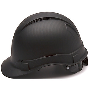 PYRAMEX Ridgeline Cap Style Hard Hat, Vented, 4-Point Ratchet Suspension, Black Graphite Pattern