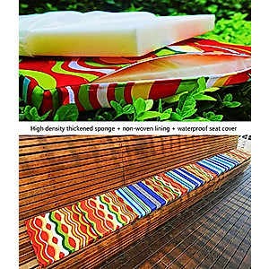 LFNOONE Patio Chair Cushion 17x17 Inch Waterproof Outdoor Seat Cushions Color Fastness High-Density Sponge for Patio Furniture Garden Sofa Couch Chair Pads Color Ripple Pattern Set of 4