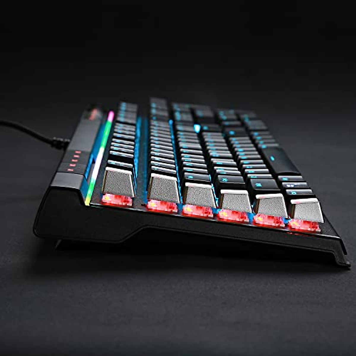 teamwolf VOIDRAY EX Mechanical Gaming Keyboard with Cherry MX Silent Red Switches Media Keys RGB Breath Changing Backlight Anti-Ghosting with 2 USB Ports