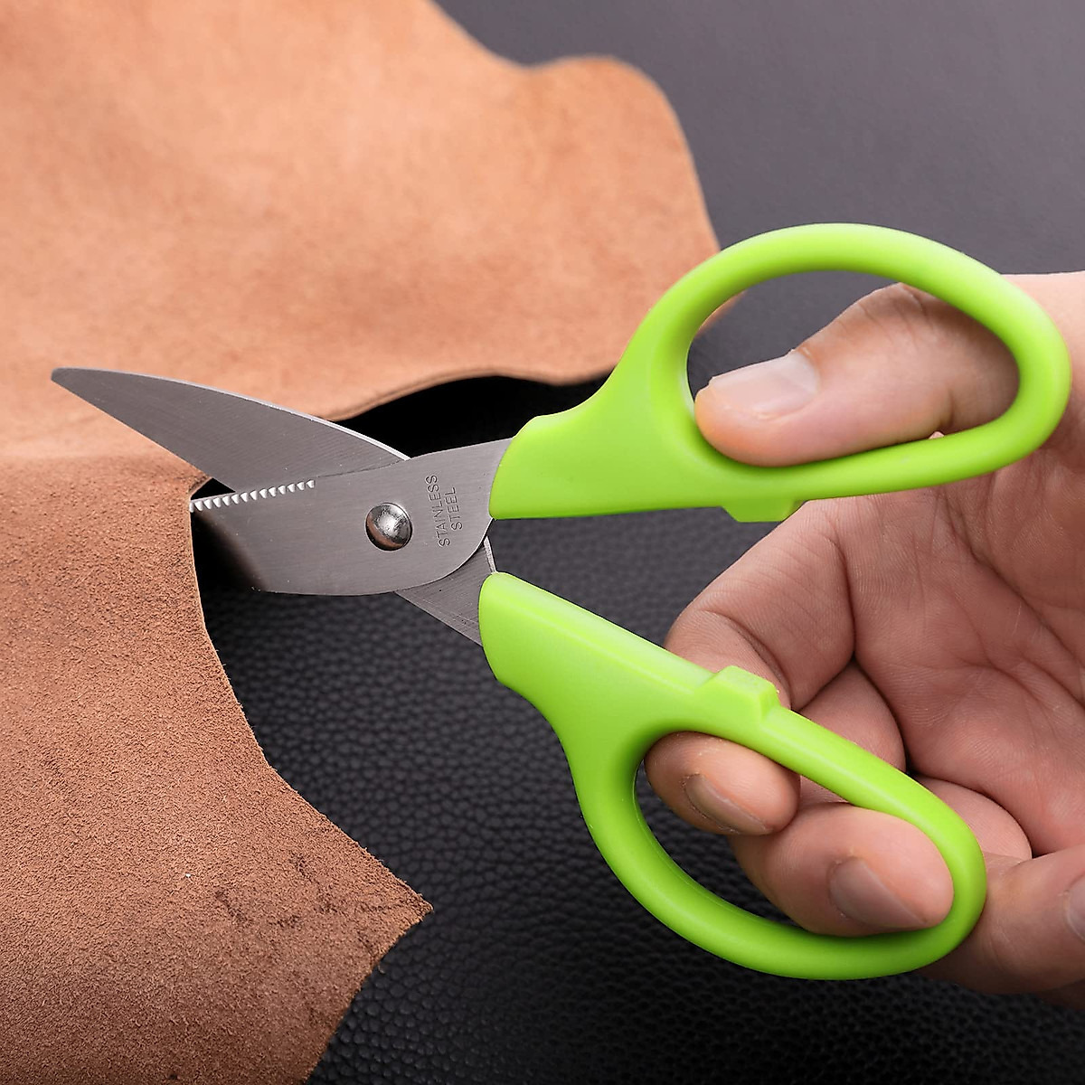 HITOPTY Green Multipurpose Scissors, 6in Straight Sturdy Sharp Scissors for Office School Student Home General Use Sewing Fabric Craft Supplies with Cover