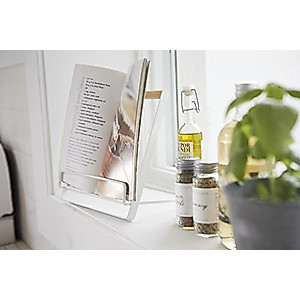 Yamazaki Home Tosca Cookbook Stand - Kitchen Cooking Recipe Holder for Counter - Steel + Wood