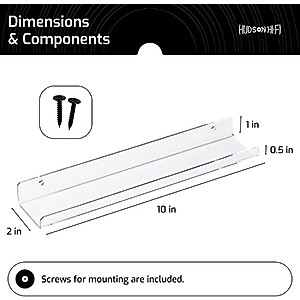 Hudson Hi-Fi LP Vinyl Record Wall Display Shelf - Display Your Favorite LP Records in Style (4 Pack, Cleay Acrylic)