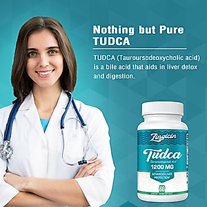 Zingicin TUDCA Supplement 1200mg - 60 Veggie Capsules,Powerful TUDCA Bile Salts Supplements for Liver,Digestion