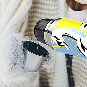 Stainless Steel Leather Vacuum Insulated Mug Swan Thermos Water Bottle for Hot and Cold Drinks Kids Adults 16 Oz