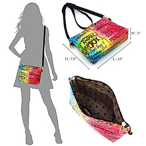 2pcs Set Multicolor Graffiti Printed Bucket Chian Strap Hobo Shoulder Bag & Crossbody Bag 2-in-1 Set Bag (Tan/Yellow)