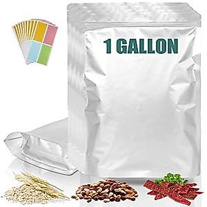 35 Pack 1 Gallon Mylar Bags for Food Storage with Labels(40pcs), Size 10''x15'' Mylar Bags 1 Gallon with Extra Thick 4.7 Mil Each Side, Heat Sealable Bags for long term food storage