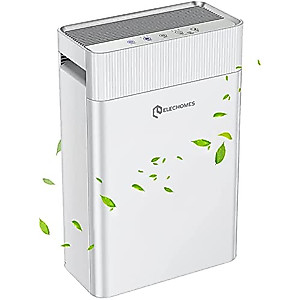 Air Purifier for Home, Elechomes True HEPA Air Purifiers for Large Room with Washable Filter, Timer, Ultra-Quiet Sleep Mode, KJ203F-142
