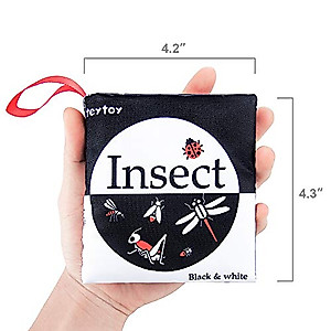 My First Soft Book,teytoy Nontoxic Fabric Baby Cloth Activity Crinkle Soft Black and White Book for Infants Boys and Girls Early Educational Toys Perfect for Baby Shower -Pack of 6