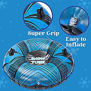 JOYIN Inflatable Snow Tubes 47" & 37"(2 Packs) for Kids and Adults,Heavy-Duty Snow Tube for Sledding, Great Inflatable Snow Sled for Winter Fun and Family Activities（Sporty）