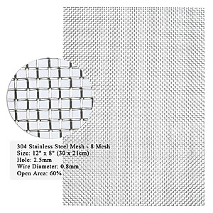 TIMESETL 3 Pcs Stainless Steel Woven Wire 8 Mesh - 12" x 8"(30x21cm) Garden Fence BBQ Wire Mesh Window Screen Mesh