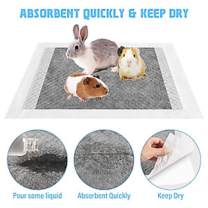 OHCCYML Disposable Guinea Pig Cage Liners，50PCS Thickened Guinea Pig Pee Pads Super Absorbent Charcoal Odor Controlling Cage Bedding Liners for Small Animals Rabbit Cat Puppy Hamster（18" x 13"）