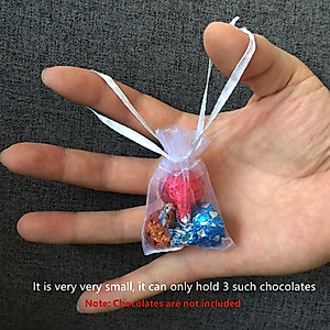 ATCG 100pcs 2x2.7 Inches Mini Organza Bags with Drawstring for Rings, Little Earrings, Jewelry Pieces, Wedding Favors Party Fovours Small Cute Organza Pouches (White)