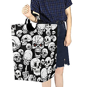 RunningBear Laundry Basket Washing Clothes Hamper - Horror Skull Collapsible Laundry Hamper Large Capacity Large Basket for Bathroom, Bedroom