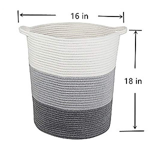 Nerseki Cotton Rope Hamper Basket 16"x18" (3-toned Gray)