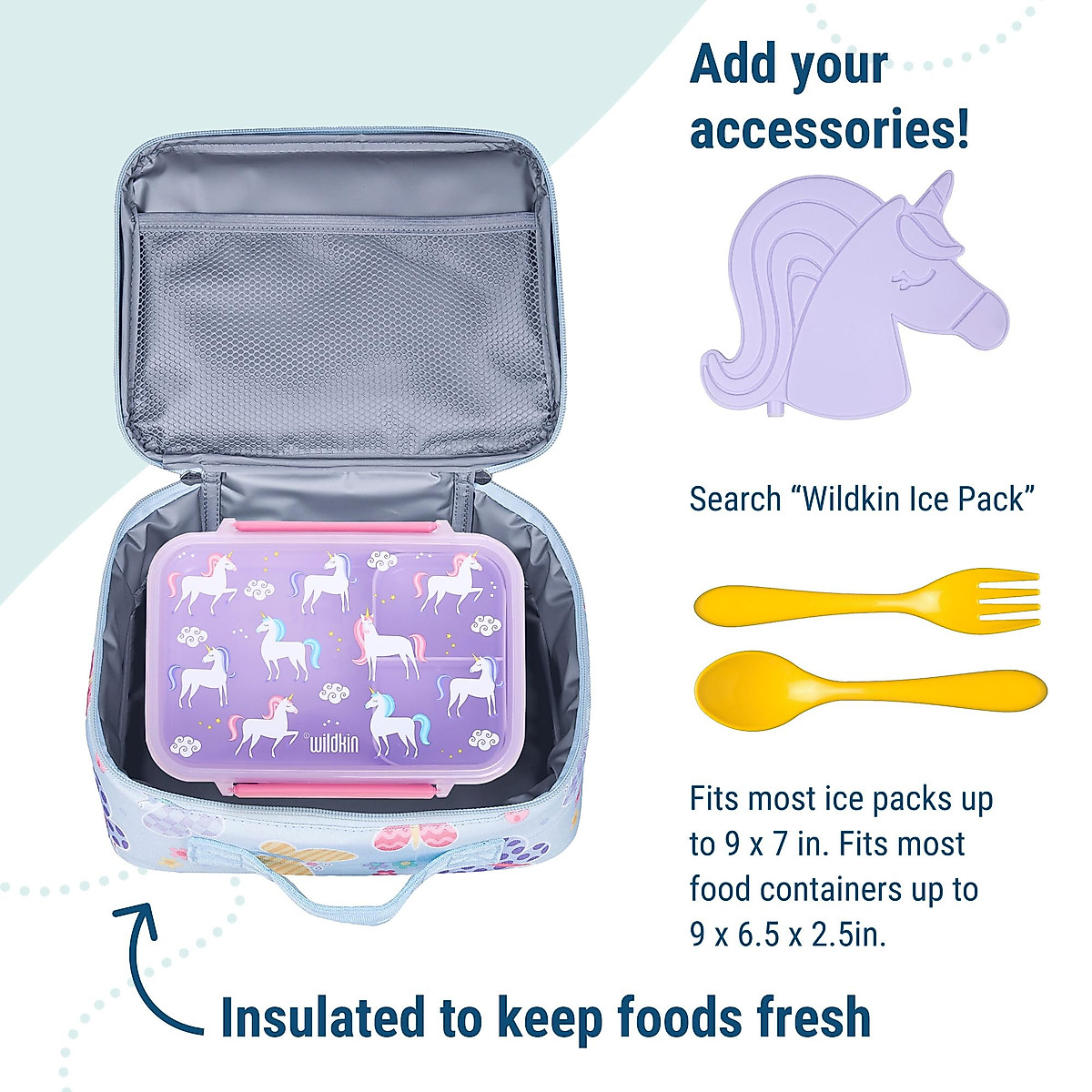 Wildkin Kids Insulated Lunch Box – Durable and Reusable for School & Travel - Butterfly Garden