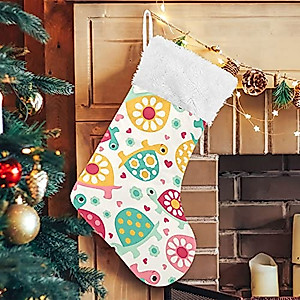 Kigai Christmas Stockings Cute Floral Sea Turtles Large Candy Stockings Stuffers Kids Cute Xmas Sock Decorations 1PC for Home Holiday Party 12" x18"