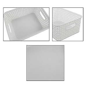 Pekky White Plastic Storage Basket, Kitchen Organizer, Set of 6