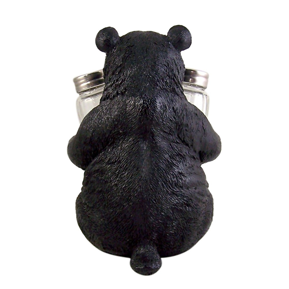 Liphontcta Season Beary Carefully Black Bear Salt and Pepper Shaker Holder 7 Inch (Shakers Included)
