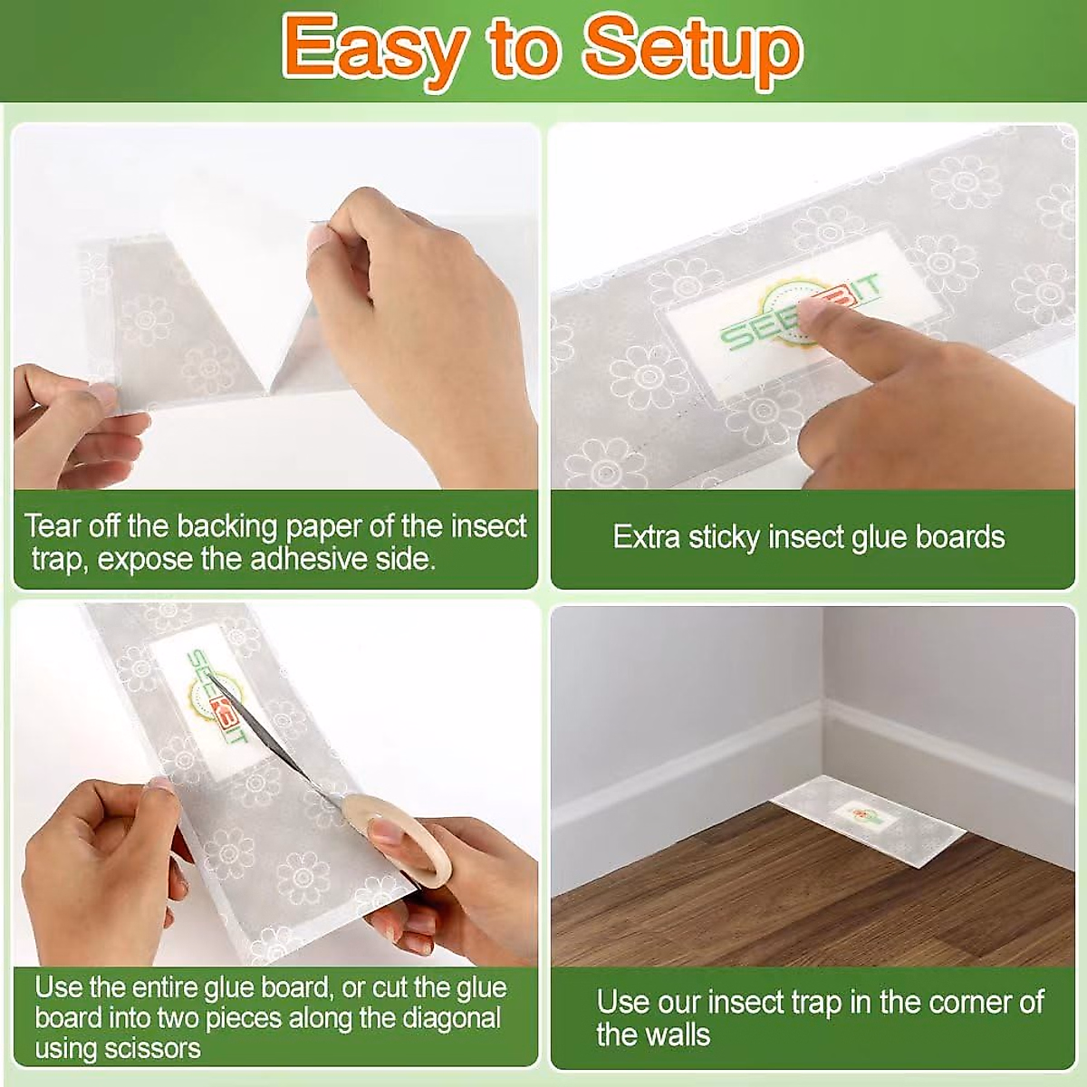 30 PCS Cricket Traps Indoor for Trapping Insects, Mice, Spiders, Bugs, Crickets, Scorpions, Roaches, Super Sticky & Non-Toxic Glue Board Pre-Baited with Fruity Scent Attractant - 9.5 x 3.15 in