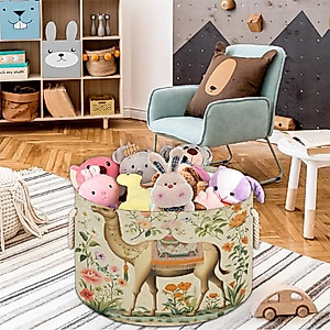 Skonsati Camel Large Cotton Rope Basket Storage Baskets for Blanket Toy Nursery Laundry Collapsible Polyester Storage Bin Decorative Woven Basket