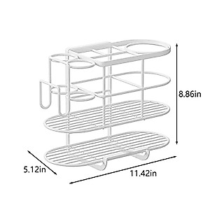 dpityserensio Hair Dryer Holder, Hair Tool Organizer, Wall Mount Metal Iron Blow Dryer Organizer, Bathroom Organizer Rack, Storage Basket for Comb, Curling Wands, Flat Irons (white)