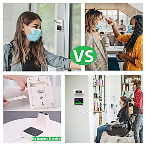 GEKKA Wall Mounted Infrared Forehead Thermometer for Adults, Non Contact Digital Wall Thermometer with LCD Display Fever Alarm Accurate Instant Reading for Offices, Schools, Factories