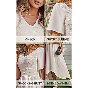 Zattcas Maxi Dresses for Women Summer Short Sleeve Long Bridesmaid Dresses Cream Medium