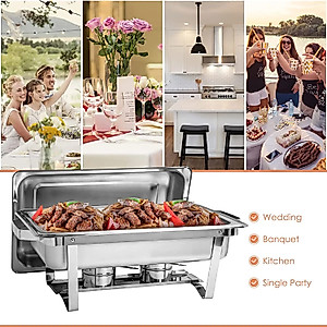 HONHPD Rectangular Chafing Dish Set 4 Pack of 8 Quart Full Size Chafer Dish Stainless Steel Frame Chafers With Foldable Frame Legs (4pcs)