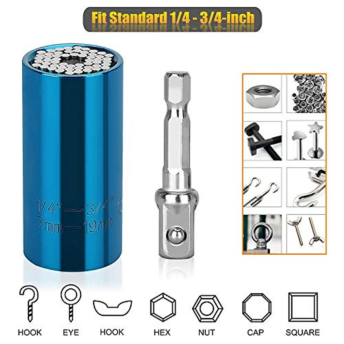 2 Sets Universal Wrench Socket Gifts for Men, 1/4 to 3/4 inch Universal Grip Ratchet Tool Sets with Power Drill Adapter, Best Unique Gadgets for Men Handy DIY Tools Dad Father Husband Boyfriend Him