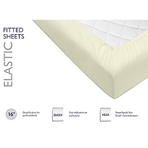 Van Harman 1000 Thread Count 100% Egyptian Cotton Bed Sheets 4 Pc Queen Bed Set Ivory, Sateen Weave Hotel Cotton Cotton Sheets, Single Ply Yarns, Luxury Collection, Fits mattress up to 16” Deep Pocket