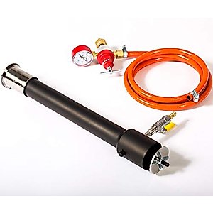 DEVIL-FORGE Gas Burner DFM (308.000 BTU), gas ball valve, air choke, Propane Forge Furnace Foundry Raku Kiln Blacksmith Farrier Knife