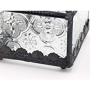 Funerom Vintage Glass Jewelry Box,Wedding Engagement Ring Dish DisplayTrinket Keepsake Box