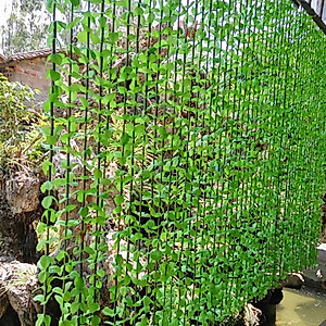 WZNING Leaf Strip Curtains, Artificial Green String Bamboo Bead Curtain Home Decoration Partition for Balconies Wall Garden Pergola, Easy to Install Interior Decoration, Home and Kitchen Decoration
