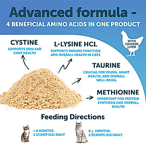 Lysine for Cats - L-Lysine Powder for Cats - Immune Support for Cats Sneezing and Runny Nose, Cat Cold, Eye Function, Respiratory Health - Allergy Relief - Lysine Supplement for Cats