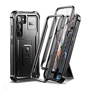 Dexnor Full Body Case for Samsung Galaxy S23 Plus 5G/6.6 inches,[Extra Front Frame] Heavy Duty Military Grade Protection Built-in Screen Protector and Kickstand for Samsung S23 Plus 5G,Black