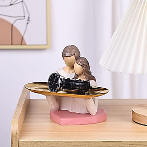 XMGZQ Cozy Couple Key Tray,Couple Statue with Tray,Couple Figurines Key Bowls for Entry Table,Wedding Gift for Couple,Personalized Wedding Gifts for The Couple