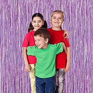 Light Purple Foil Fringe Curtain Backdrop (2 Pack) - 9.8 x 3.3 ft Photo Booth Backdrop Curtain for Parties - Tinsel Curtain Fringe Backdrop Party Decorations for Birthday, Wedding, Bachelorette Party