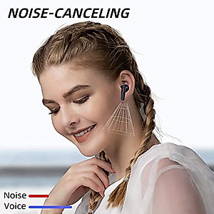 Hksany Wireless Earbuds Bluetooth 5.0 Headphones Noise Canceling Ear Buds Earphone with Charging Case 3D Stereo Auto Pairing Black