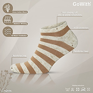 GoWith 4 Pairs Men's Thin Cotton Linen Ankle Socks, Low-Cut Striped Casual Socks for Men, No Show Summer Socks, Sneaker Socks, Model: 3149