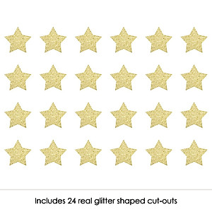 Big Dot of Happiness Gold Glitter Star - No-Mess Real Gold Glitter Cut-Outs - Party Confetti - Set of 24