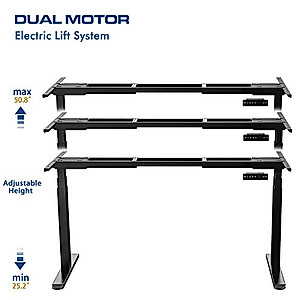 AIMEZO Dual Motor Electric Adjustable Desk Base Standing Workstation Smart Desk Adjustable Height Sit Stand Home Office Standing Desk Frame with 3 Tiers Legs/ 4 Memory Preset Button Controller