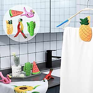 10 Pieces Beach Towel Clips Chair Holders Portable Towel Holders Flamingo Cactus Watermelon Parrot Clothes Pins in Fun Bright Colors for Holiday Beach Lounge Chairs Patio Pool Clothes Quilt Blanket