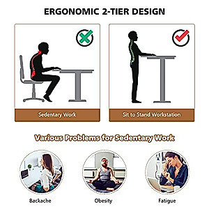 Tangkula Mobile Standing Desk Stand Up Desk, Height Adjustable Computer Desk with Standing & Seating 2 Modes, Tilting Tabletop & Flexible Wheels, Rolling Laptop Cart Sit Stand Desk
