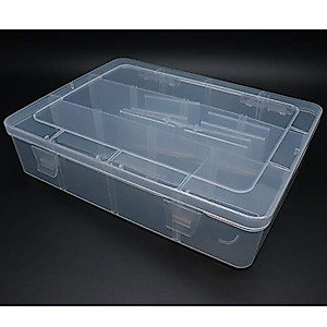 Xiaoyztan 12 Grids Adjustable Hard Plastic Component Case with Removable Dividers for Items Organizing Storing
