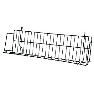 24 x 12 x 6 inch Black Downslope Shelf with 4 Inch Slanted Front Lip - for Wire Grid
