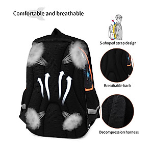 Kid Bookbag Boy Kindergarten Elenemtary Preschool Multi Compartment Backpack, Chest Strap Side Pockets