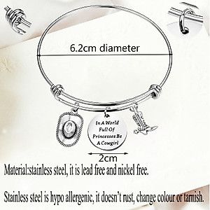 bobauna Cowgirl Boot Bracelet Country Western Jewelry In A World Full Of Princesses Be A Cowgirl Equestrian Gift (cowgirl bracelet)