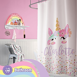 Garybank Inspirational Rainbow Shelf for Girls Bedroom Wall Decor, Girls Room Rainbow Decor, Wooden Kids Coat Rack with Hooks Wall Mount, 4 Pegs Kids Clothes Rack, Rainbow Girl Gifts for Christmas