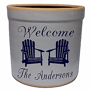 3 Gallon Personalized Stoneware Crock - Adirondack Welcome